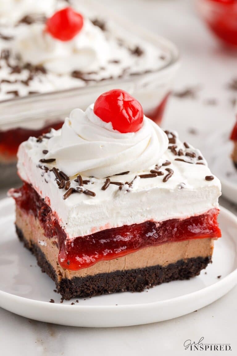 Chocolate Cherry Dessert Lush (No Bake) - girl. Inspired.